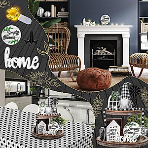 Qvutkve Tiered Tray Decor 16 Pcs, Farmhouse Decor Set, Stereoscopic Exquisite Relief Design Sign Rustic Table Ornaments for Kitchen Table Decoration, Gift