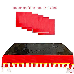 Obumi Cartoon Mouse Birthday Party Tablecloth Mouse Tablecover Birthday Decoration Mouse Birthday Party Supplies for Boys Girls 1st 2nd 3rd Birthday Decor (3), Red Black