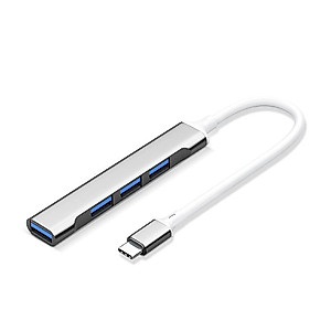 USB C Hub, USB-C Hub (4 in 1), USB-C and 4 USB-A 5 Gbps Data Ports, Ultra-Slim Data Type-C USB 3.0 Hub for MacBooks Air, MacBooks Pro, XPS, and More Grey (USB C 3.0)