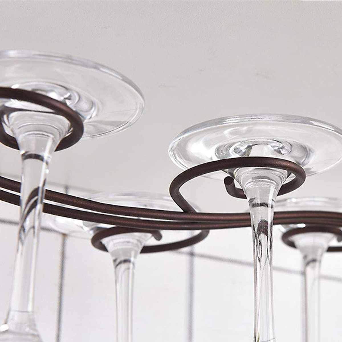 6 Bottles Wine Glass Rack,Cup Glass Stemware Iron Hanging Holder Organizer Under Cabinet Display Shelf Cup Storagefor Bar Kitchen