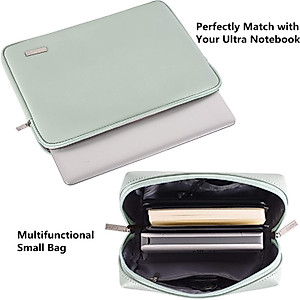 15 Inch PU Leather Laptop Sleeve Bag Padded Frosted Protective Notebook Computer Case Cover for MacBook Pro MacBook Air Chromebook Acer Dell HP Samsung Sony (Light Purple)