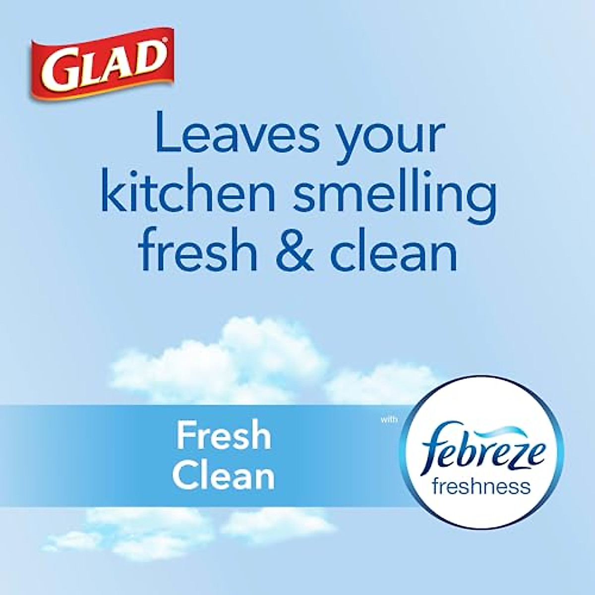 Glad OdorShield Small Trash Bags, Febreze Fresh Clean, 4 Gal, 26 Ct (Package May Vary)