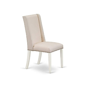 East West Furniture SHFL3-WHI-01 3 Piece Dining Room Table Set Contains a Round Kitchen Table with Pedestal and 2 Cream Linen Fabric Parson Dining Chairs, 42x42 Inch, Linen White