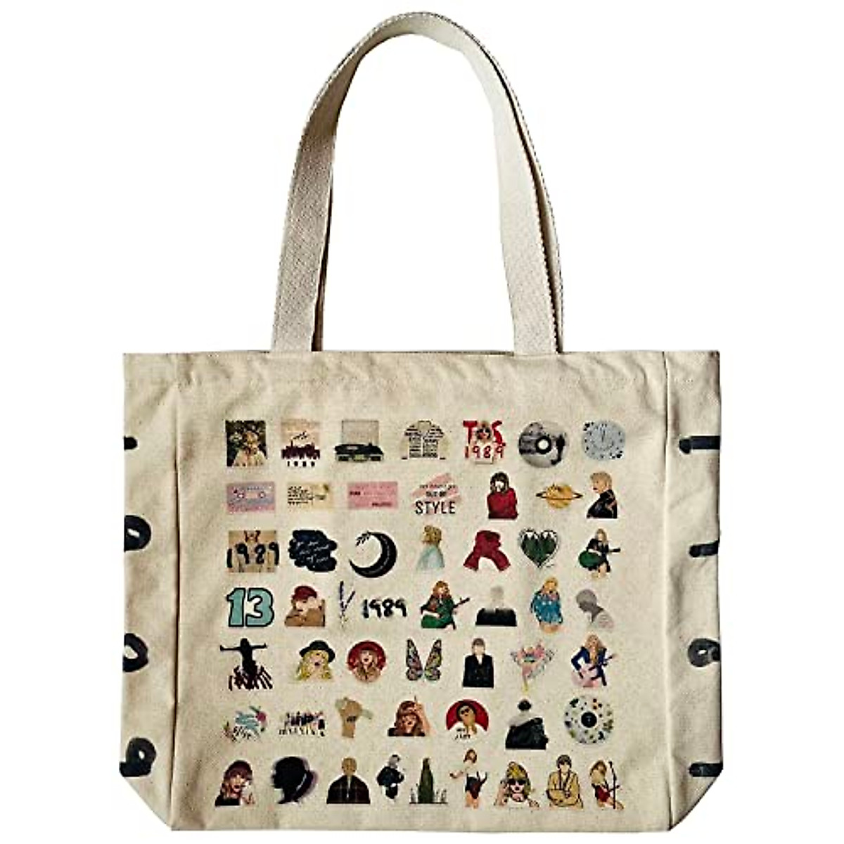 HaoHakka Canvas Tote Bag Aesthetic Cute School Tote with Zipper Pockets Valentines Christmas Music Gifts for Women Girls - taylor swift