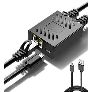 MVBOONE Ethernet Splitter 1 to 2 [Simultaneous Networking], RJ45 Network Switch Extender Converter with USB Power Cable, Suitable for Computer/Router/TV Box, CAT 5/6/6E/7/8