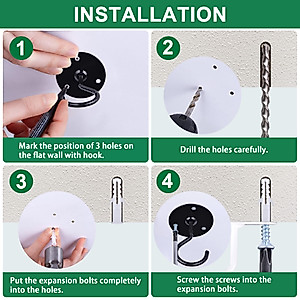 XDW-GIFTS 4 Pack Ceiling Hooks with Hanging Chains for Hanging Birdfeeder, Plants, Lanterns, Wind Chimes, Utensils, Heavy Duty, Black Coated Indoor and Outdoor