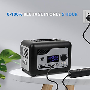 ODEER Portable Power Station, 285Wh Portable Solar Generator Portable Power Station 300W with AC Input, 2*DC 120W Output, 2* USB-A Output, LED Light for Outdoor Camping