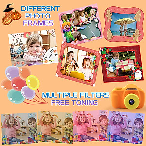 JOYTRIP Kids Camera, Selfie Digital Cameras Gifts for Boys Girls 3 4 5 6 7 8 9 yrs old, 12MP 1080P HD Video Camera with 32GB SD Card for Children, Shockproof Cameras with Flash for Christmas (Yellow)