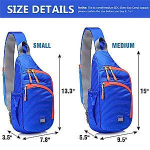 Peicees Medium Sling Backpack Waterproof Unisex Shoulder Bag Chest Crossbody Daypack