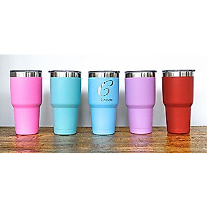 Monogrammed Powder Coated Tumbler 30oz Double Wall Insulated Choose Your Color