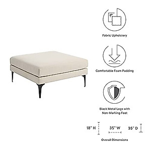 Modway EEI-6015-BEI Evermore Upholstered Fabric Ottoman, Beige