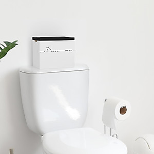 GMFINE Wooden Tampon Holder for Bathroom with Vanity Tray Lid, Feminine Product Organizer Shark Week Tampon Storage Box Container, Pad and Tampon Bathroom Organizer, 8" L x 5" W x 6.5" H (Shark Week)