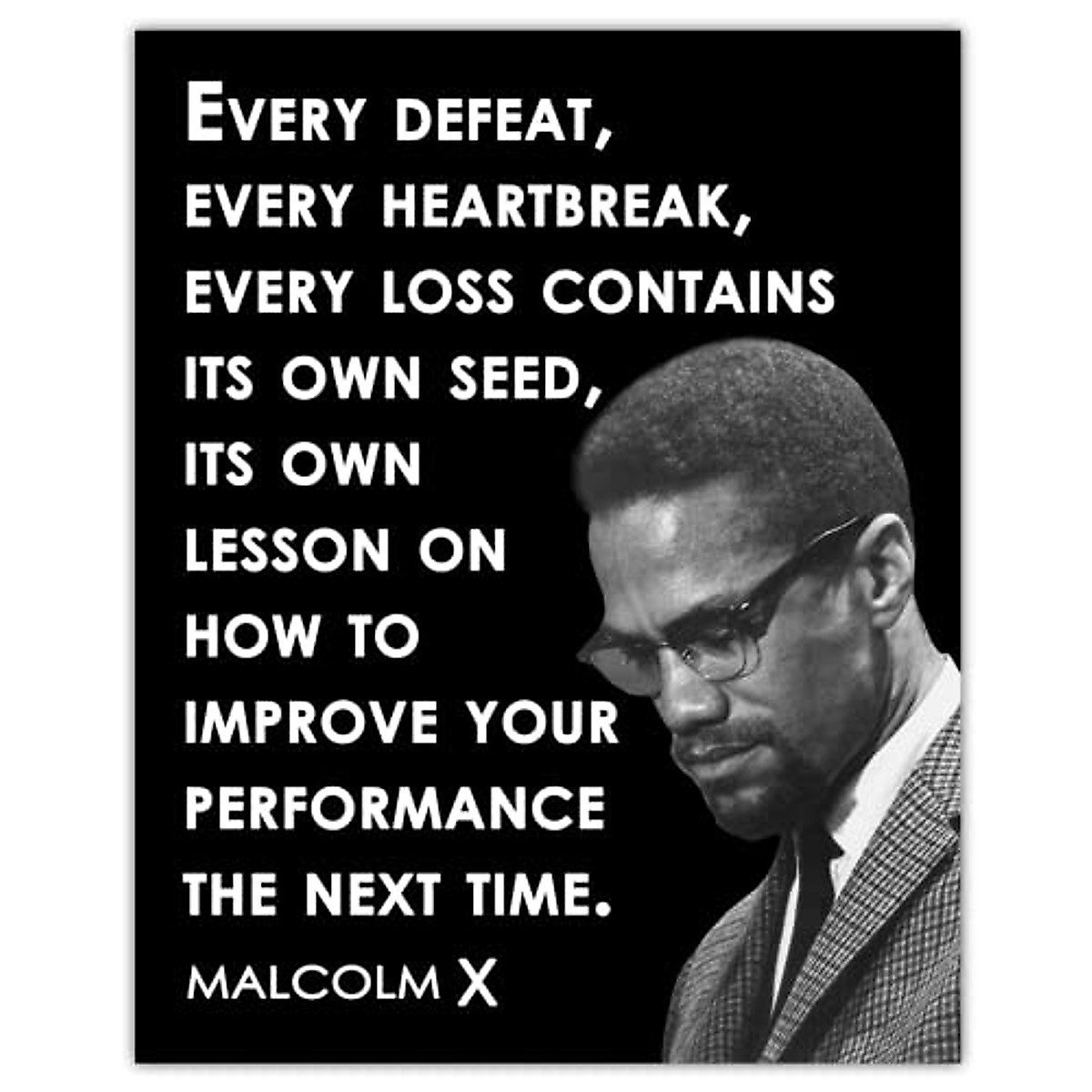 Black Leaders: MLK Jr, Malcolm X, Maya Angelou, Barack Obama: Positive Quotes; Inspirational, Motivational Wall Art Decor Poster for Office, Classroom, Livingroom | Set of 4 Unframed Posters 8x10