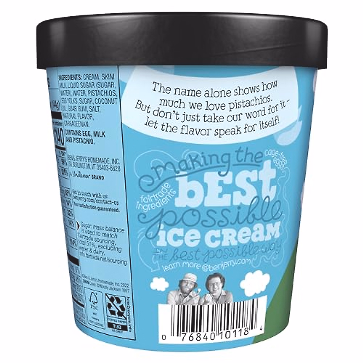 Ben & Jerry's Pistachio Pistachio Ice Cream Pint Non-GMO 16 oz