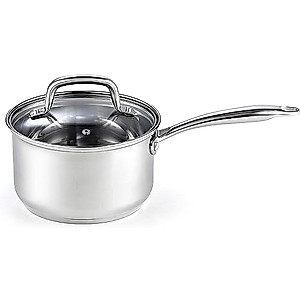 Cook N Home 2608 Lid 3-Quart Stainless Steel Saucepan, Silver