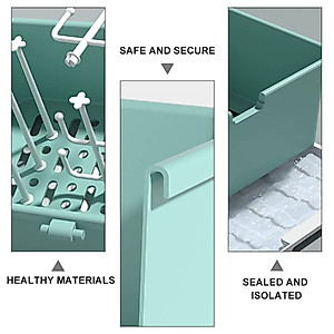 Baby Bottle Drying Rack, 1Pc Baby Bottle Drying Box Cutlery Box Container with Cover Easy- Carry Handle Holder for Bottles Cups Home Kitchen