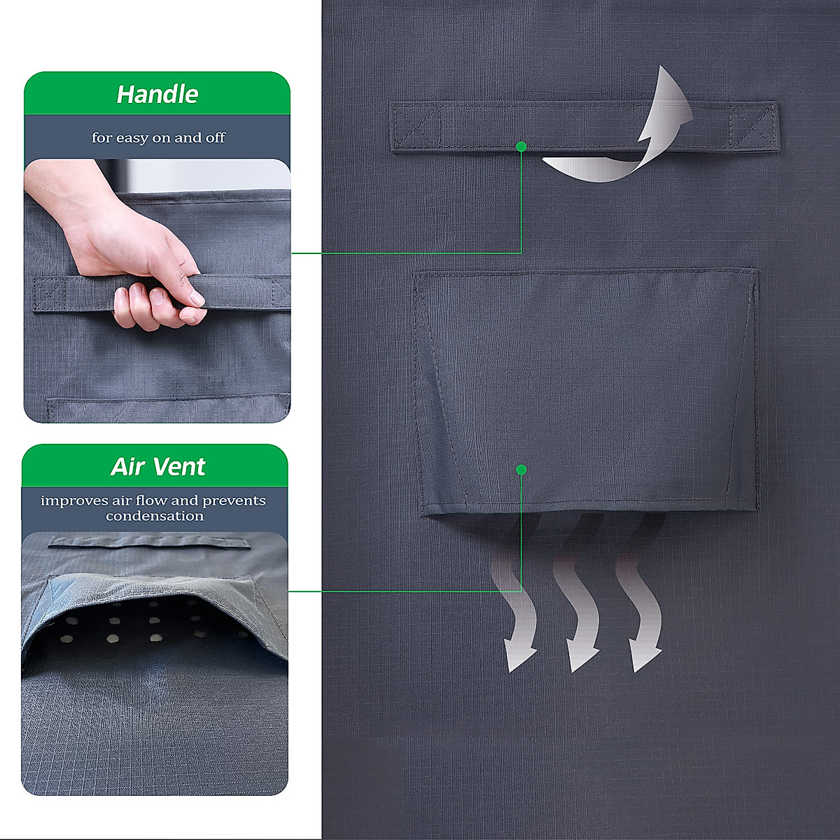 F&J Outdoors Patio Furniture Covers, Waterproof UV Resistant Rip-stop Cover for Outdoor Furniture, Grey, 90"Wx60"Dx27.5"H