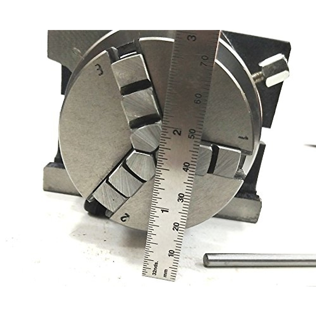 3"/ 80 MM SMALL MILLING ROTARY TABLE WITH 65 MM 3 JAW CHUCK & BACK PLATE + FIXING TNUTS BOLTS (WITH 65 MM 3 JAW SELF CENTERING)