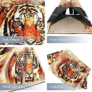 RATGDN Small Pet Hideout Tiger Portrait Art Abstract Hamster House Guinea Pig Playhouse for Dwarf Rabbits Hedgehogs Chinchillas