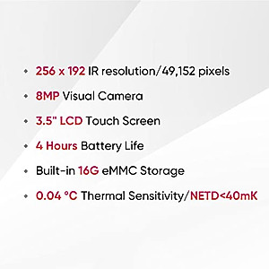 HIKMICRO Thermal Camera Pocket2 256 x 192 IR Resolution Thermal Imaging Camera with 8MP Visual Camera, 25 Hz, Wi-Fi, 3.5" Touch Screen Thermal Imager, IP54, -4°F~752°F