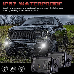 4X4FLSTC DOT Approved LED Fog Lights Assembly with DRL Replacement LED Bumper Driving Fog light Kit Compatible with Ford F150 2015 2016 2017 2018 2019 2020 Clear Lens 1 Pair - Black