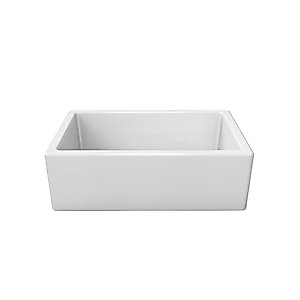 PIRALLA 30 inches Fireclay Farmhouse Kitchen Sink, White, FM03018001