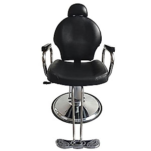 FOPEAS 8735 Man Barber Chair Salon Chairs for Hair Stylist Barber Chair Hydraulic Hair Stylist Chair Barber Chair Salon Equipment with Headrest Black