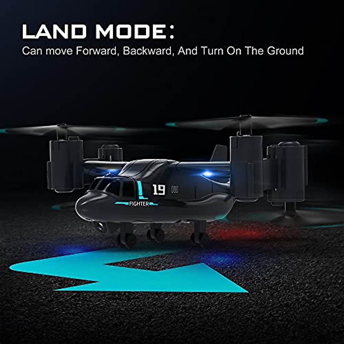 HJLXMF HD Camera Drone 4K 2.4GHz RC Helicopter V22 Osprey Remote Control Toys 1080P HD Band WiFi Quadcopter Altitude Hold RC Helicopter for Adult (with Three Batteries)