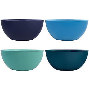 US Acrylic Vista Durable Plastic Salad and Serving 10-inch Bowls | Set of 4 in Coastal Colors | Reusable, BPA-free, Made in the USA | 135 oz. capacity