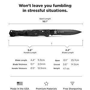 Benchmade - SOCP 391SBK Tactical Knife with Graphite Black CF Elite Handle (391SBK)