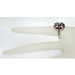 RB Gems Sterling Silver 925 Ring GENUINE GEMSTONE 3 Cts Flower Ring with Rhodium-Plated Finish (11, garnet)