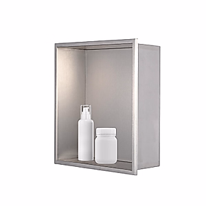 Supllueer Shower Niche Stainless Steel Storage Rack 12" x 12", Schluter Niche, Nickel Wall-Inserted Niche Recessed, Recessed Shower Shelf Modern and Elegant Soap Niche for Bathroom