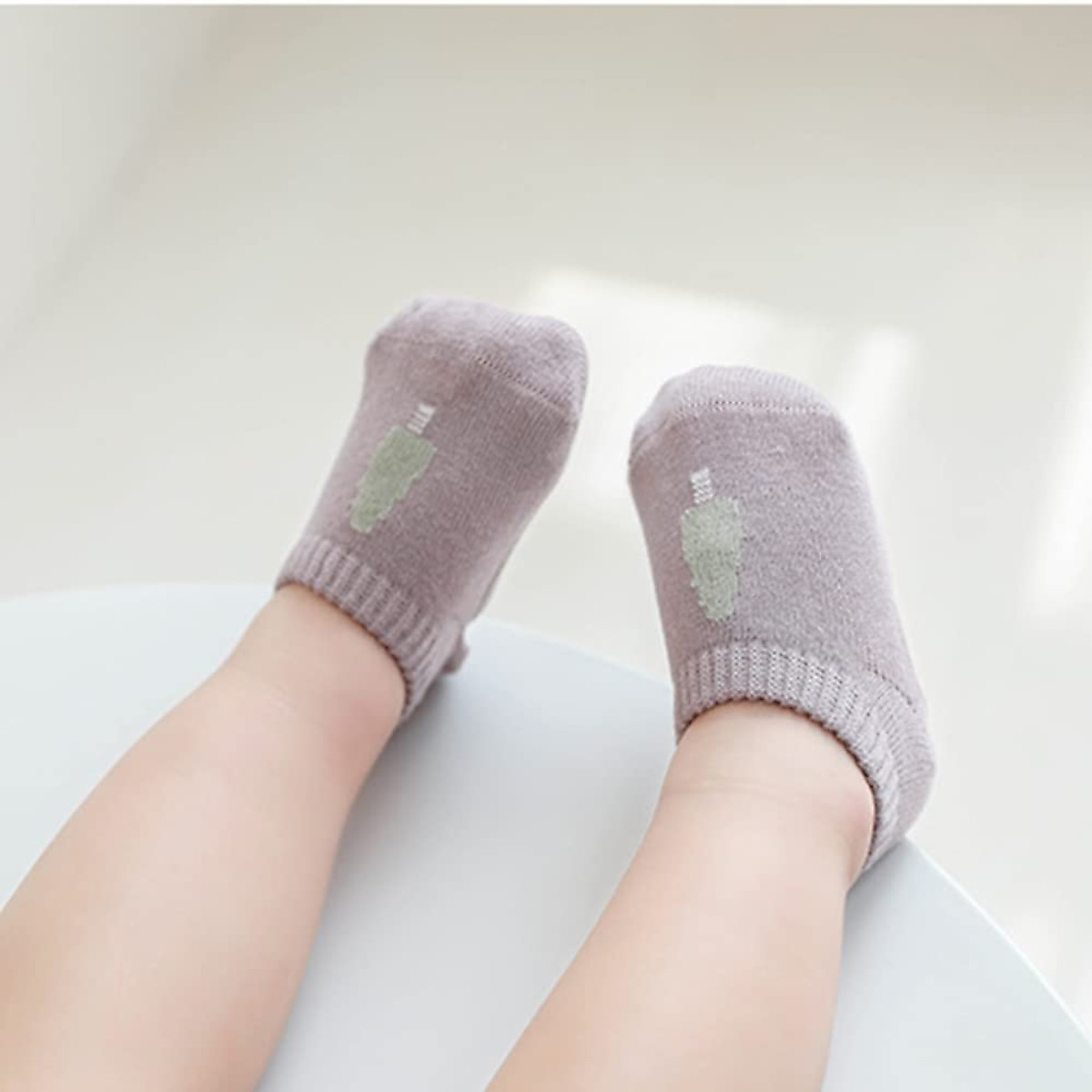BEHELE Baby Floor Socks with Grips Non-skid Toddler Newborn Infant Non Slip Socks Unisex Boy Girl Ankle Indoor Gripper Socks (S(0-12 Months))