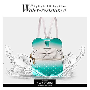 KL928 Girls Mini Backpack Bowknot Polka Dot Cute Small Daypacks Convertible Shoulder Bag Purse for Women