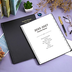 Monthly Planner 2023-2025 - 2023-2025 Monthly Planner With Tabs, Jul. 2023- Jun. 2025, 9" x 11", 24-Month Planner with Pocket & Label, Contacts and Passwords, Thick Paper, Twin-Wire Binding - Black by Artfan