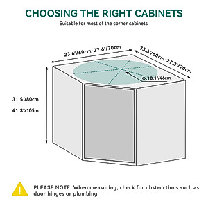 YITAHOME 18-Inch Full-Circle 3-Shelf Lazy Susan Corner Kitchen Cabinet Storage Organizer with Telescoping Mount, White