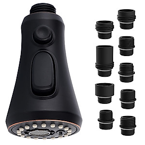 iFealClear Pull Down Kitchen Faucet Head Replacement, 3-Mode Faucet Head for Kitchen Sink, Faucet Sprayer Nozzle, 12 Adapters Compatible with Moen, American Standard, Delta Faucets, Oil Rubbed Bronze