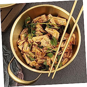 SHOWERORO 1pc Stainless Steel Noodle Bowl Korean Pots for Cooking Saucepan with Lid Portable Garment Steamer Stew Pot Steam Pot Milk Pan Stainless Steel Pot Korean Food Pot Noodle Pot Golden