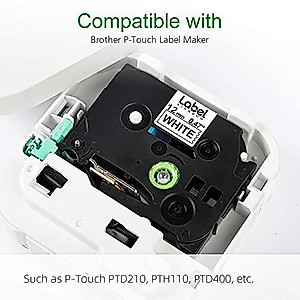 PT-D220 PTH100 PTD210 PTD600 Compatible Brother Label Maker Tape 12mm 0.47 Inch Laminated Replacement for Brother P-Touch TZe Tape TZe-231 TZe-131 TZe-431 TZe-531 TZe-631 TZe-731, 6-Pack