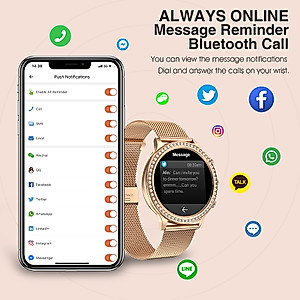 Lefitus Women's Smart Watch(Call Receive/Dial), Fitness Tracker Waterproof Smartwatch for Android iOS Phones with 1.32" HD Full Touch Screen AI Voice Control Heart Rate Sleep Monitor Pedometer