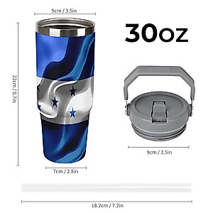 El Salvadorean Honduras Flag 30 OZ Insulated Tumblers with Handle And Straw Leakproof Vacuum Insulated Stainless Steel Water Bottle for Car Fishing Travel