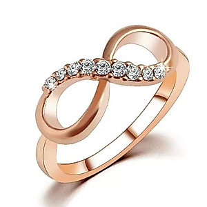 U-M PULABO Luxury 8 Infinity Zircon Inlaid Ring Wedding Evening Party Women Finger Jewelry Creative and Exquisite Popular