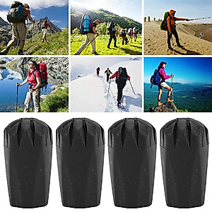 Alomejor 4 Piece Walking Stick Tip Cover Trekking Pole Tip Cover 12mm Hole Diameter Shock Absorbing Adds Grip and Traction