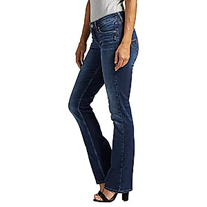 Silver Jeans Co. Women's Suki Mid Rise Curvy Fit Slim Bootcut Jeans, Vintage Dark Wash, 30W x 31L