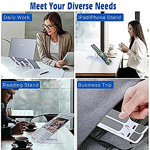 Heartbeats Laptop Stand, Laptop Riser with Adjustable Ergonomic Design, 6 Angles Anti-Slip Portable Computer Stand, Foldable Laptop Holder Compatible with 10-15.6 inch Laptops (White)