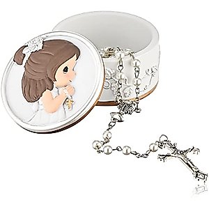 Precious Moments 202428 Faith is The Light That Guides You Girl Resin Box with Rosary, One Size, Multicolored