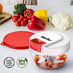 Mueller Salad Spinner with QuickChop Pull Chopper, Vegetable Washer with Bowl, Anti-Wobble Tech, Lockable Colander Basket and Lid with Pull Cord - Lettuce Washer and Dryer