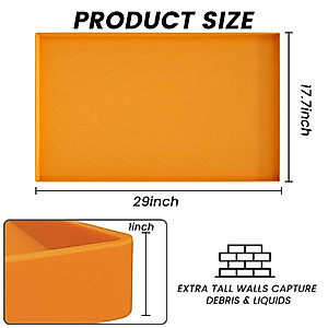 Pet Dog Cat Food Mat Silicone Dog Mat for Food and Water 28” Pet Feeding Mat Dog Bowl Mat Orange Pet Food Placemat