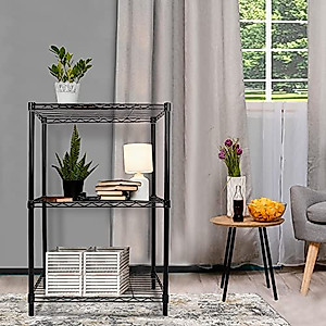 GIA Home Series 3 Tier Wire Shelving Unit Standing Storage Metal Shelves for Kitchen&Bathroom,Set of 2,Black