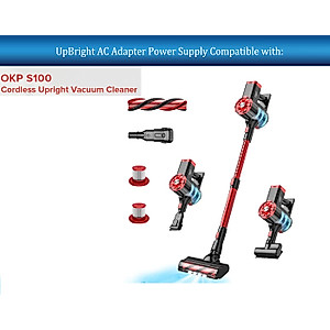UpBright 27V AC/DC Adapter Compatible with OKP X100 X 100 S100 MV200 MV 200 22.2V 2200mAh 2600mAh 22.2VDC Li-ion Battery Lightweight Cordless Stick Vacuum Cleaner 27VDC 500mA Power Supply Cord Charger